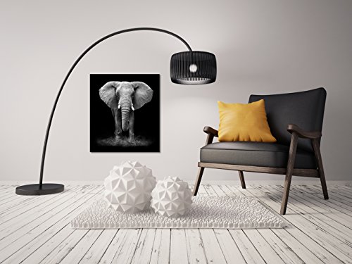 Inzlove Large Size Modern Animal Painting Black and White Elephant Canvas Wall Art Print for Living Room Decor (Framed 30x40inch)