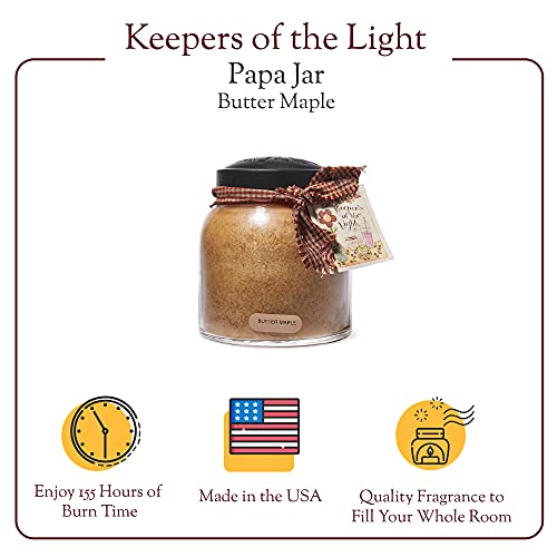 A Cheerful Giver - Butter Maple - 34oz Papa Scented Candle Jar with Lid - Keepers of the Light - 155 Hours of Burn Time, Gift for Women, Brown