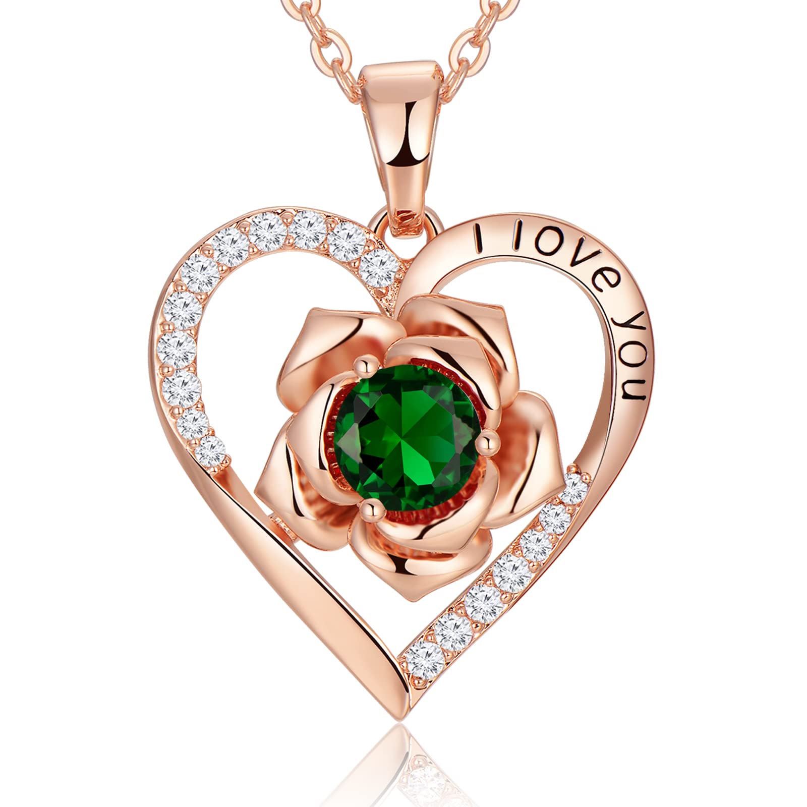 DFUNH Jewelry for Women Anniversary Necklace Gifts for Wife Rose Gold Necklaces for Women Birthday Gifts for Girlfriend Wife Christmas Gifts Mothers Day Valentines Day Gift for Her Wife