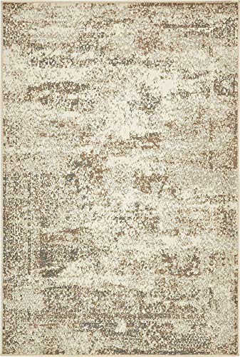 Unique Loom Tuareg Collection Distressed Abstract Traditional Vintage Area Rug, 4 ft x 6 ft, Beige/Brown