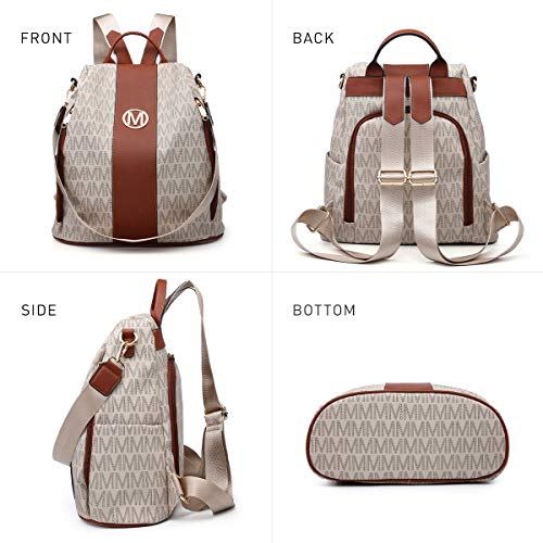 MKP COLLECTION Women Fashion Backpack Purse Multi Pockets Anti-Theft Rucksack Travel School Shoulder Bag Handbag Set 2pcs