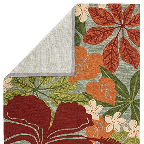 Jaipur Living Luau 8'10" x 11'9" Indoor and Outdoor Floral Area Rug, Multicolor/Blue