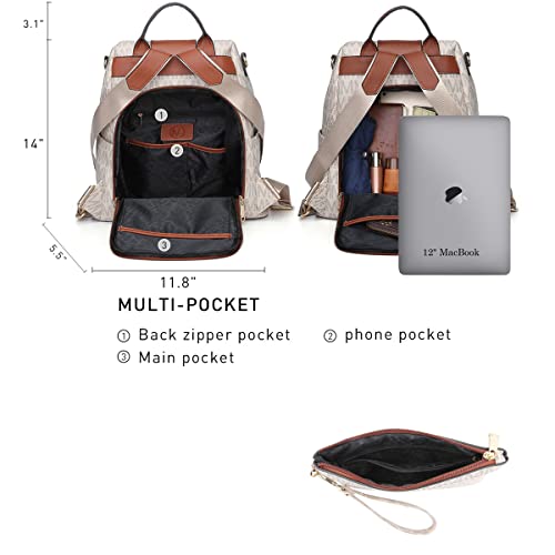 MKP COLLECTION Women Fashion Backpack Purse Multi Pockets Anti-Theft Rucksack Travel School Shoulder Bag Handbag Set 2pcs