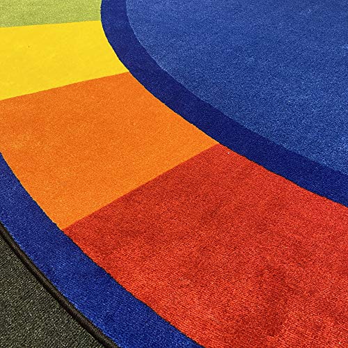KidCarpet.com Colors Semicircle Classroom Carpet, 12' x 6'