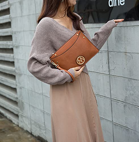 Mia K Collection Crossbody Bag for Women’s Handbag: PU Leather Top-Handle Satchel, Wristlet Wallet Purse Set