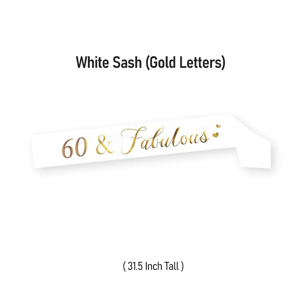 PartyForever 60th Birthday Decorations for Women Rose Gold Supplies Big Set Including Birthday Banner with 60 and Fabulous Sash for Her Sixty Bday Theme Party Decor