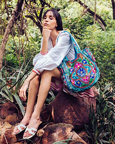 TribeAzure Elephant Tote Embroidered Mirror Shoulder Bag Top Handle Satchel Summer Beach Casual Fashion