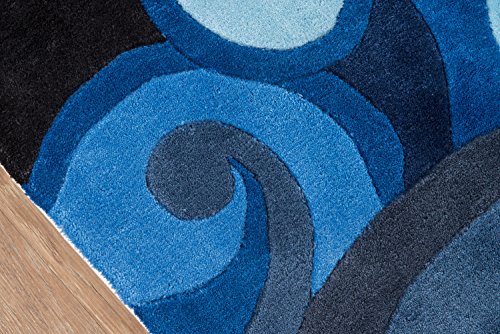 Momeni Rugs Lil' Mo Hipster Collection, Kids Themed Hand Carved & Tufted Area Rug, 8' x 10', Surf Blue