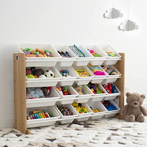 Humble Crew Toy Organizer with 20 Storage Bins, Natural/White
