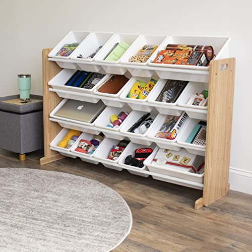 Humble Crew Toy Organizer with 20 Storage Bins, Natural/White