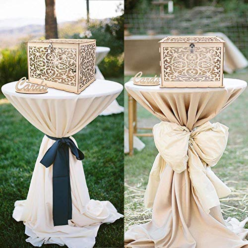 Funyear DIY rustic Wedding Card Box with Lock, Wooden Gift Card Box Holder Money Box for Wedding Reception Deco, Baby Showers, Birthday Party Decorations