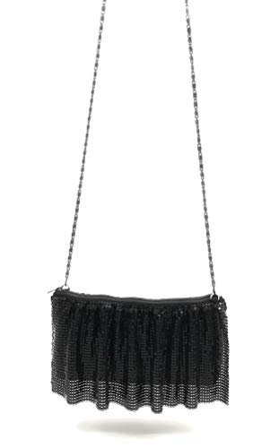 Frewahmesh Womens Evening Clutch Metal Mesh purses handbags with shoulder chain strap for Coctail Party Prom Wedding (Black)