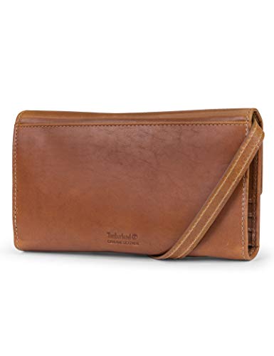 Timberland womens Rfid Leather Crossbody Wallet Phone Bag With Detachable Crossbody Strap Cross Body, Cognac (Buff Apache), One Size US