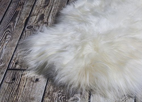 World of Leather White, Fluffy, Soft and Silky Genuine Icelandic Sheepskin Wool Rug wsi (M 44")
