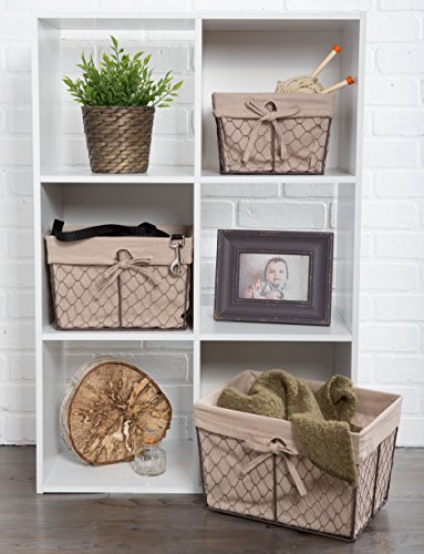DII Farmhouse Chicken Wire Storage Baskets with Liner, Set of 3, Rustic Natural, Assorted Sizes