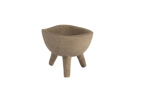 Creative Co-Op Boho Terracotta Footed Planter, Distressed Cream