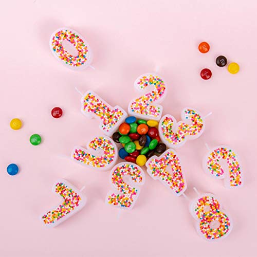 Sweety Colorful Candy Number Cake Topper Candle for Brithday Party Baby Shower and Wedding Party Supplies Favor (Three)