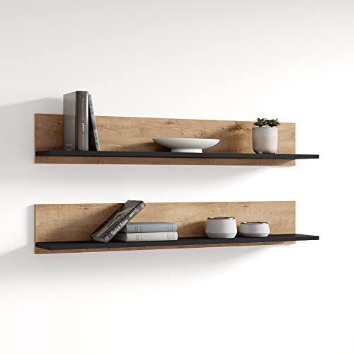 MEBLE FURNITURE & RUGS Soho S5 Modular Modern Wall Mounted Floating 2 Piece Shelf Set