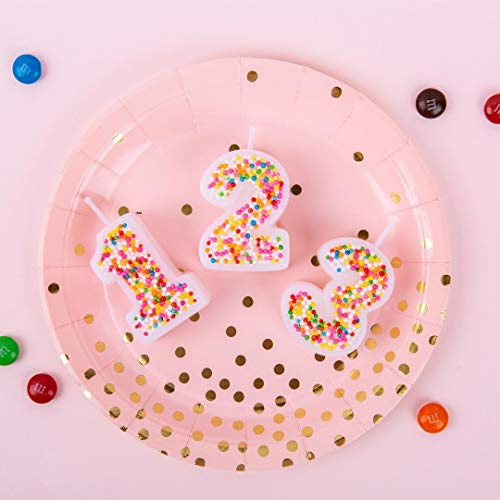 Sweety Colorful Candy Number Cake Topper Candle for Brithday Party Baby Shower and Wedding Party Supplies Favor (Three)