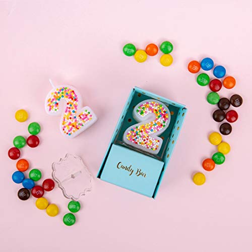 Sweety Colorful Candy Number Cake Topper Candle for Brithday Party Baby Shower and Wedding Party Supplies Favor (Three)