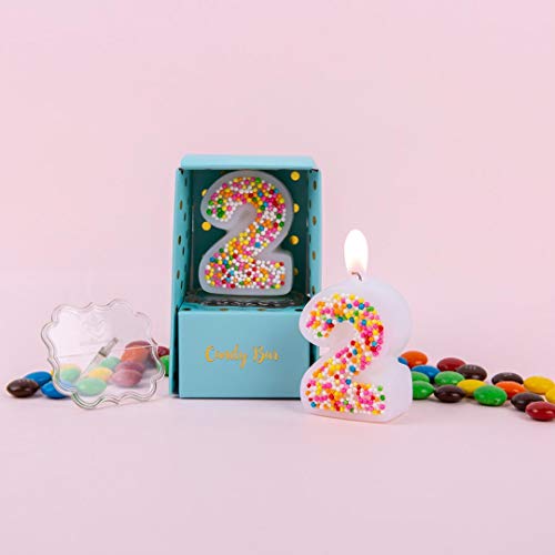 Sweety Colorful Candy Number Cake Topper Candle for Brithday Party Baby Shower and Wedding Party Supplies Favor (Three)