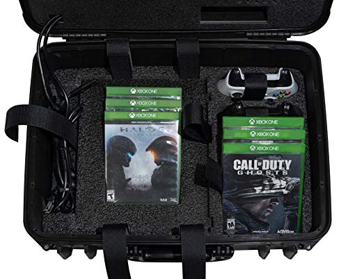 Case Club Waterproof Gaming Station to fit Xbox One X/S. Portable Gaming Station with Built-in Monitor & Storage for Controllers & Games, Gen 2