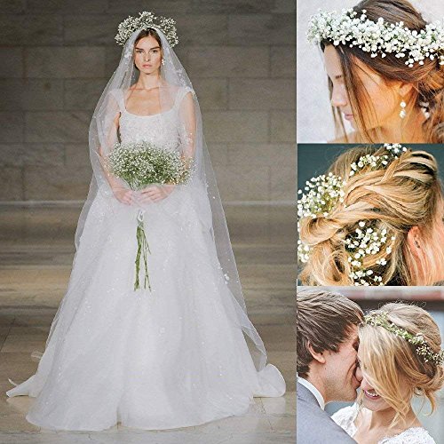 YSBER 10Pcs Baby Breath/Gypsophila Artificial Fake Silk Plants Wedding Party Decoration Real Touch Flowers DIY Home Garden(White)