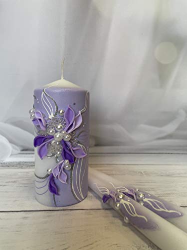 Magik Life Unity Candle Set for Wedding - Wedding décor Wedding Accessories - Candle Sets - 6 Inch Pillar and 2 10 Inch Tapers - Best Unity Candle