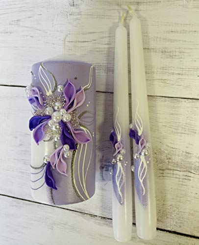 Magik Life Unity Candle Set for Wedding - Wedding décor Wedding Accessories - Candle Sets - 6 Inch Pillar and 2 10 Inch Tapers - Best Unity Candle