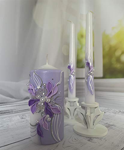 Magik Life Unity Candle Set for Wedding - Wedding décor Wedding Accessories - Candle Sets - 6 Inch Pillar and 2 10 Inch Tapers - Best Unity Candle