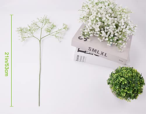 YSBER 10Pcs Baby Breath/Gypsophila Artificial Fake Silk Plants Wedding Party Decoration Real Touch Flowers DIY Home Garden(White)