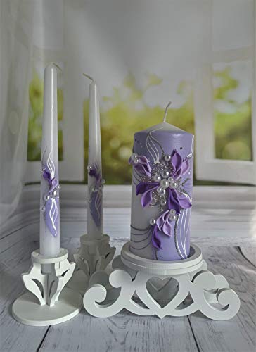 Magik Life Unity Candle Set for Wedding - Wedding décor Wedding Accessories - Candle Sets - 6 Inch Pillar and 2 10 Inch Tapers - Best Unity Candle