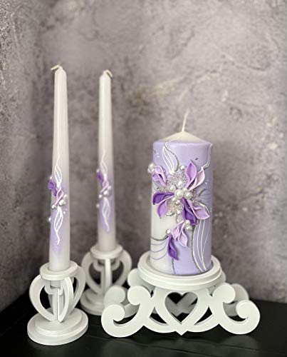 Magik Life Unity Candle Set for Wedding - Wedding décor Wedding Accessories - Candle Sets - 6 Inch Pillar and 2 10 Inch Tapers - Best Unity Candle