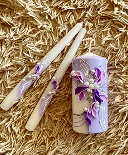 Magik Life Unity Candle Set for Wedding - Wedding décor Wedding Accessories - Candle Sets - 6 Inch Pillar and 2 10 Inch Tapers - Best Unity Candle