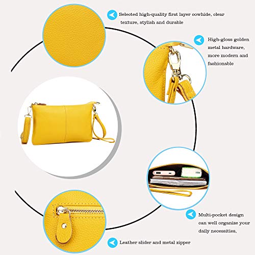ASDSSRY Women Genuine Leather Wristlet Clutch Wallet Purses Ladies Small Crossbody Shoulder Bag For Party Wedding