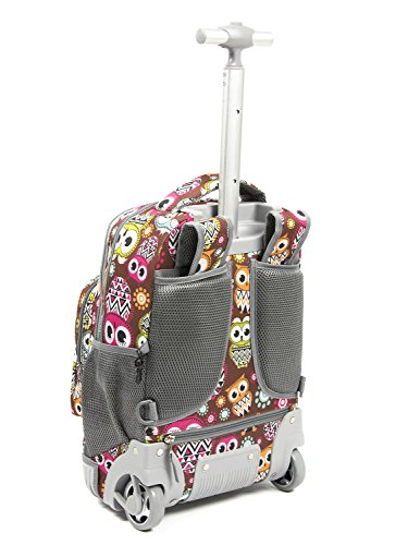 Tilami Kids Rolling Backpack 18 inch Boys and Girls Laptop Backpack, Owls