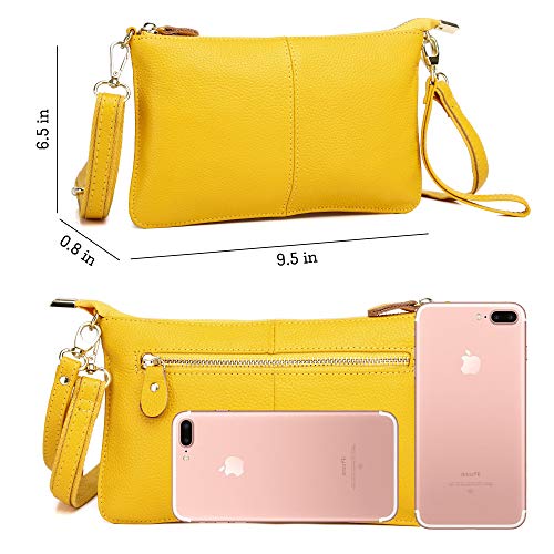 ASDSSRY Women Genuine Leather Wristlet Clutch Wallet Purses Ladies Small Crossbody Shoulder Bag For Party Wedding