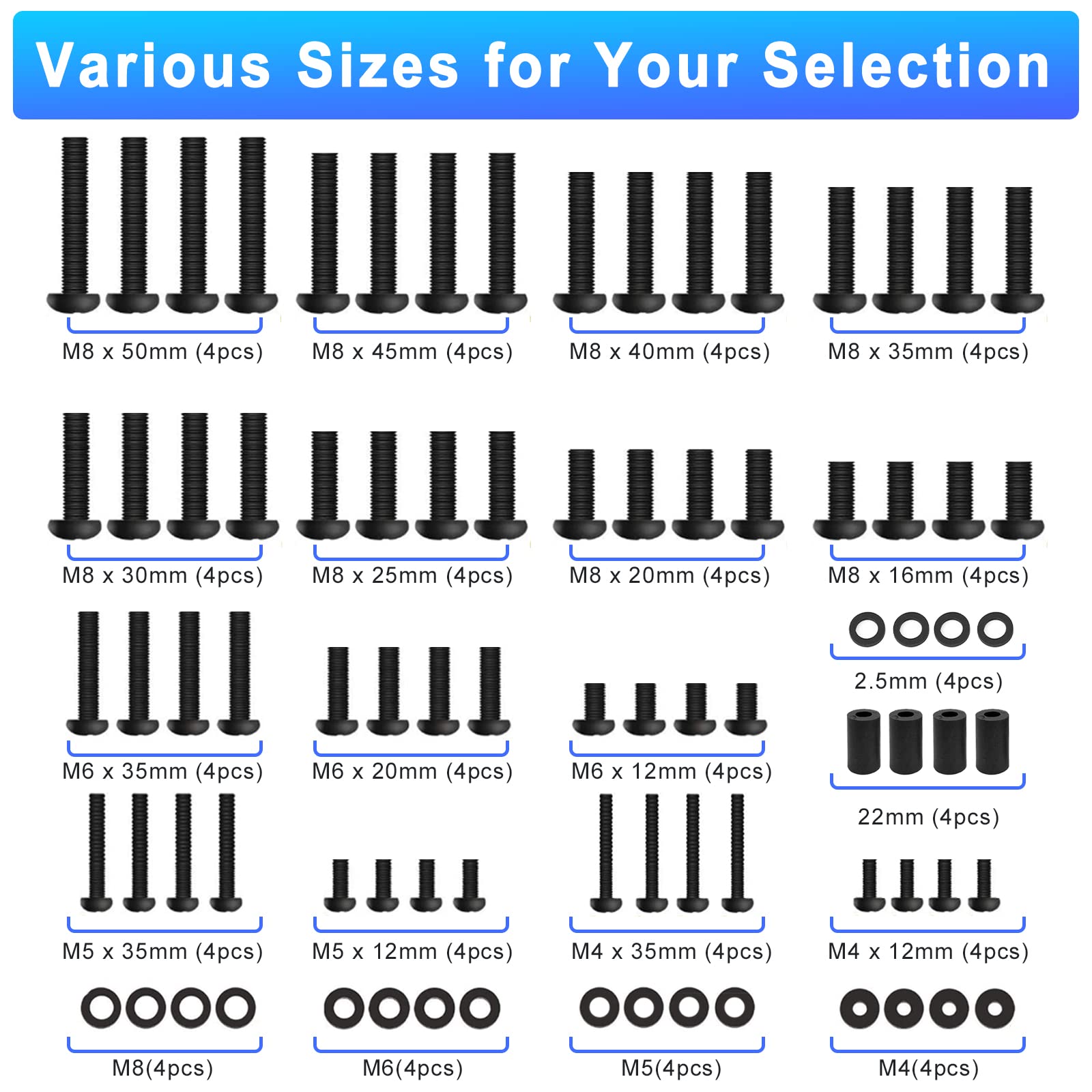 Universal TV Mount Kit for Onn, Sony, Westinghouse, Philips, Toshiba, Insignia - Includes M4, M5, M6, M8 TV Mounting Screws, Washers & Remote Holder