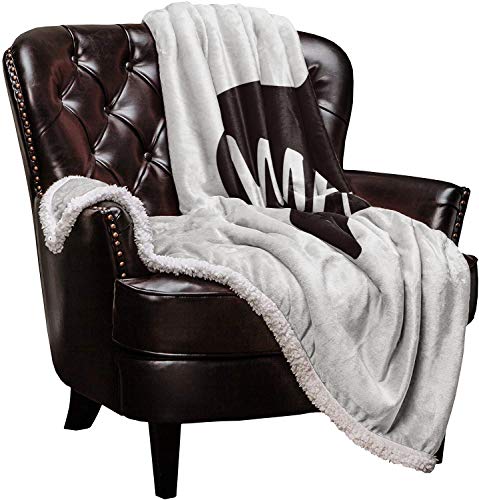 Warm Sherpa Fleece Throw Blanket, Happy Mother's Day Mama Bear Image - Cozy Plush Lightweight Blanket | Winter Couch Bed Sofa Decorative Microfiber Fleece Throws, 39" x 49"