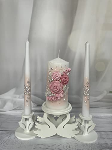 Magik Life Unity Candle Set for Wedding - Wedding Accessories for Reception and Ceremony - Candle Sets - 6 Inch Pillar and 2 10 Inch Tapers - Decorative Pillars Pudra