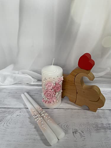 Magik Life Unity Candle Set for Wedding - Wedding Accessories for Reception and Ceremony - Candle Sets - 6 Inch Pillar and 2 10 Inch Tapers - Decorative Pillars Pudra