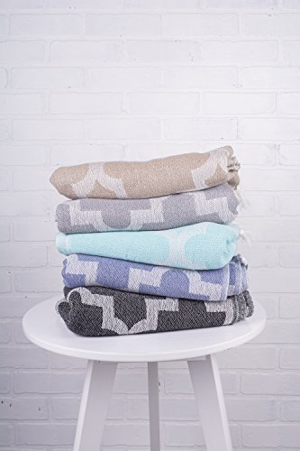 DII Modern Moroccan Cotton Blanket Throw with Fringe for Couch, Chair, Guest Room, Picnic, Camping, Beach, & Everyday Use, 50x60, Aqua