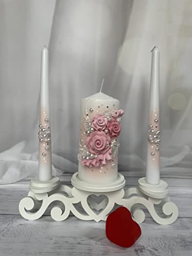 Magik Life Unity Candle Set for Wedding - Wedding Accessories for Reception and Ceremony - Candle Sets - 6 Inch Pillar and 2 10 Inch Tapers - Decorative Pillars Pudra