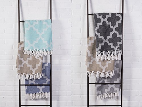 DII Modern Moroccan Cotton Blanket Throw with Fringe for Couch, Chair, Guest Room, Picnic, Camping, Beach, & Everyday Use, 50x60, Aqua