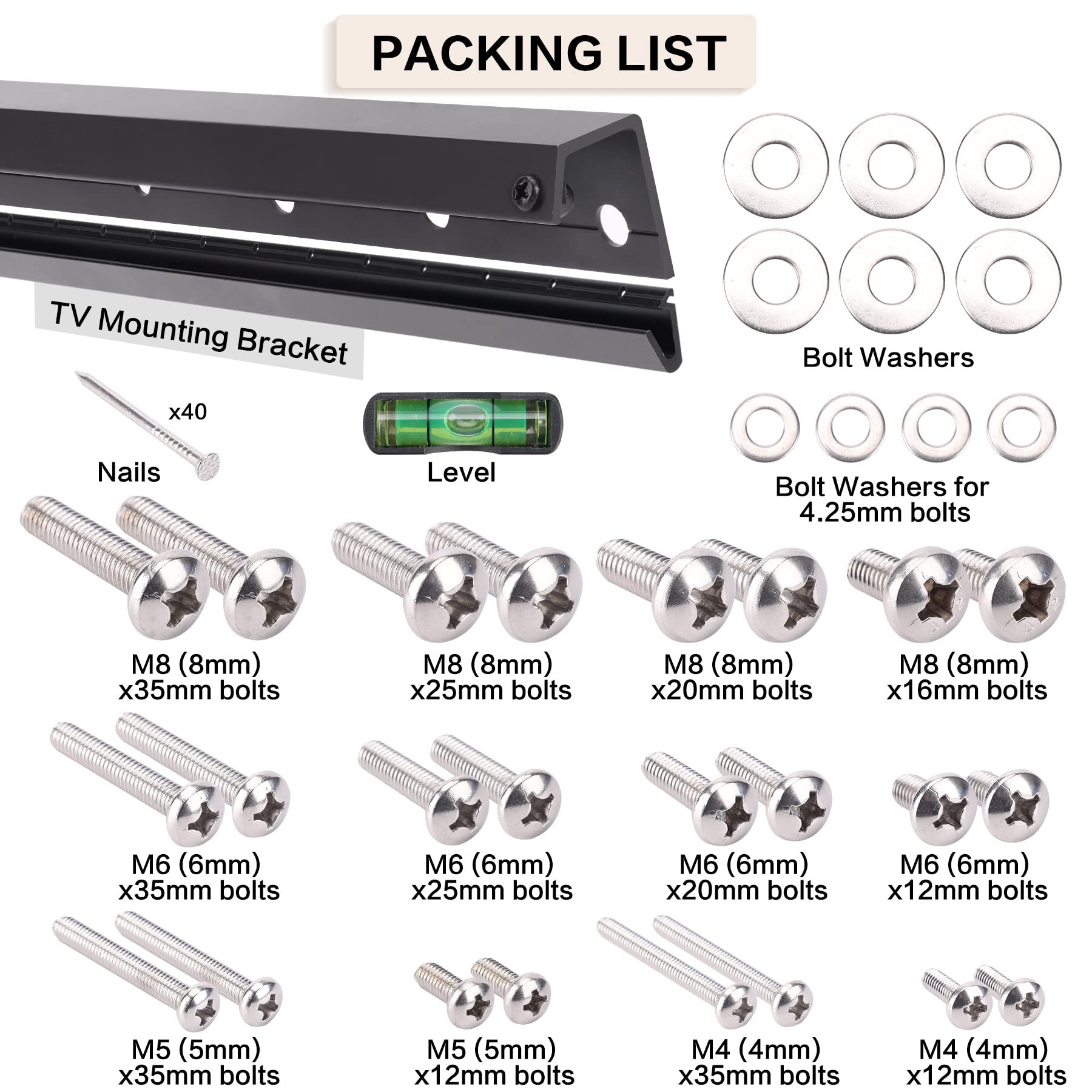 No Drill Drywall TV Mount, No Stud TV Wall Mount for 32-75 Inch Most Brand TVs up to 150lbs, Easy Install No Stud Studless TVs Wall Mount, Included All Hardware-New Level Bubble Meter