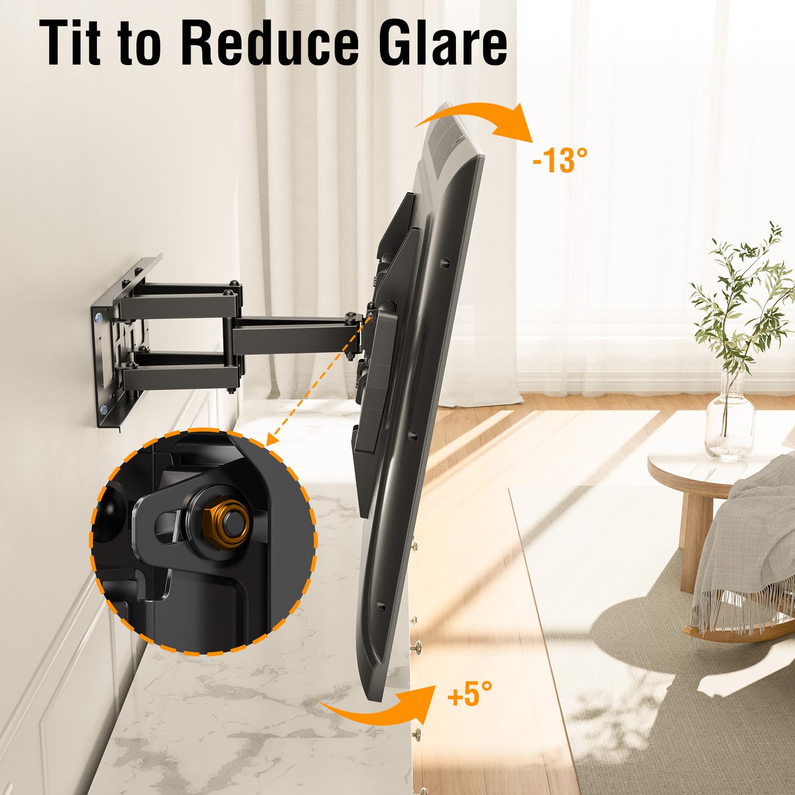 ELIVED TV Wall Mount for Most 42-82 Inch Flat Curved TVs, Full Motion Wall Mount TV Bracket Swivel and Tilt TV Mount with Articulating Arms, Fits 12"-16" Wood Studs, Max VESA 600x400mm, 100 lbs