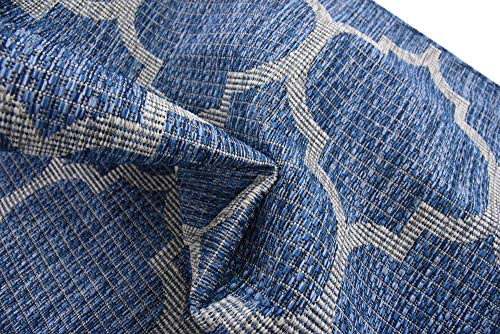 Unique Loom Trellis Collection Area Rug-Lattice Design, Moroccan Inspired for Indoor/Outdoor Décor, 4' 0" x 6' 0", Navy Blue/Gray