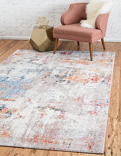 Unique Loom Rainbow Collection Modern Abstract Watercolor Multi Area Rug (8' 0 x 11' 0)