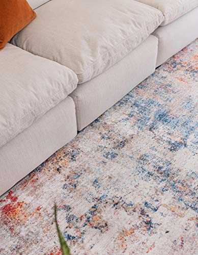 Unique Loom Rainbow Collection Modern Abstract Watercolor Multi Area Rug (8' 0 x 11' 0)