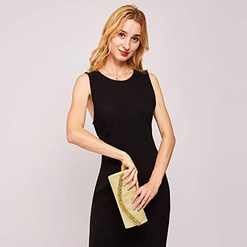 Dasein Women Satin Evening Bags Clutch Purses Wedding Purse Formal Handbags Party Prom Clutches with Rhinestone(Black)